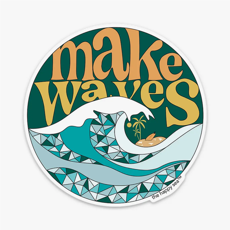 Make Waves Vinyl Sticker by The Happy Sea | Blue Pelican Outer Banks ...